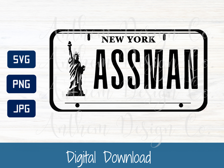 Seinfeld "Assman" license plate SVG | Cut File and Design ...